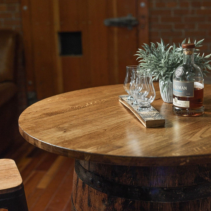 Standard Whiskey Barrel Pub Table w/ 36" or 48" Table Top – Mystic Barrels